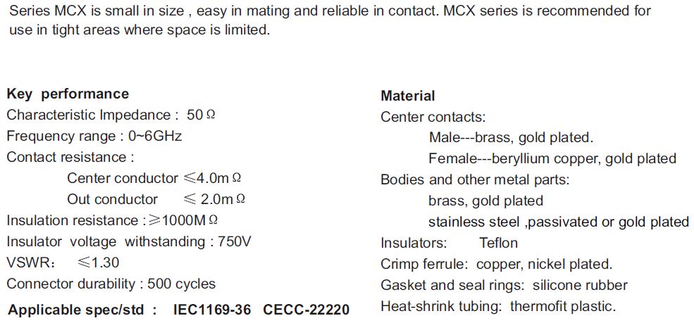 MCX Series – ChuangLian Electronic Component (Group) Co., Ltd.